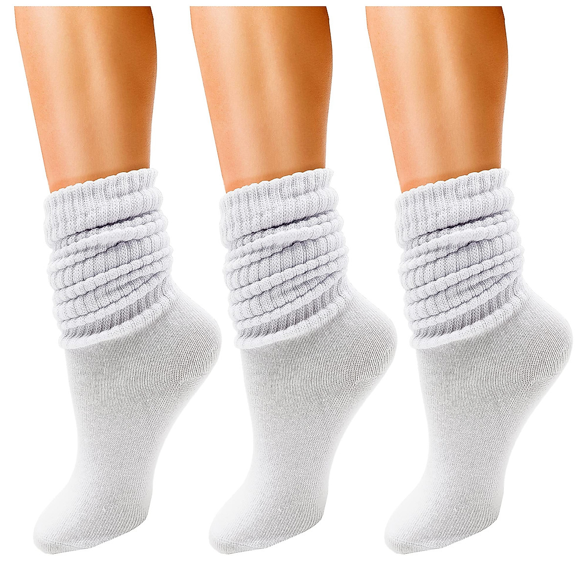 Winterlace 3 Pairs Slouch Socks for Women, Soft Extra Long Scrunch Knee High Sock, Bulk Pack
