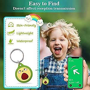 【2 Pack】 Airtag Keychain Cartoon Case for AirTag Tracker,Protective AirTag Holder with Anti-Lost Keychain,Anti-Drop Scratch Airtag Holder Keychain Accessories for Kids Pets Backpacks