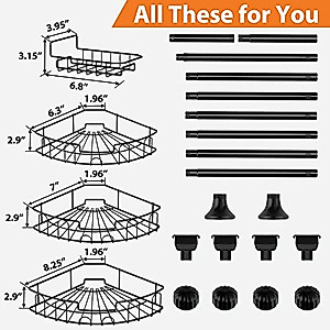 YeYeBest Shower Organizer Caddy, Home Decor Organization And Storage 39-125 Inch for Bathroom Corner Shelves Rack Countertop Adjustable with Tension Pole