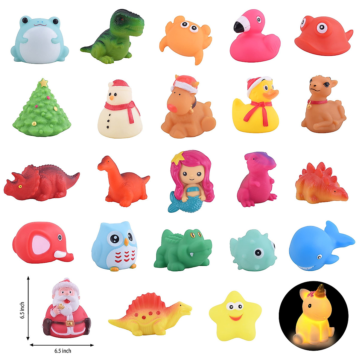 JOYIN Light Up Bath Toys 2023 Christmas 24 Days Countdown Advent Calendar for Kids Toddler LED Animal Floating Shower Pool Toys Set Xmas Gifts Christmas Party Favor