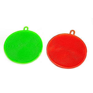 EBKORD Useful Set of 4 | 4 Reusable Eco Silicone Airtight Seal Storage Food Bags | 2 Multiuse Silicone Sponge for Kitchen or Bathroom | 2 Resistant Multi Surfaces 3M Stainless Steel Wall Hanger