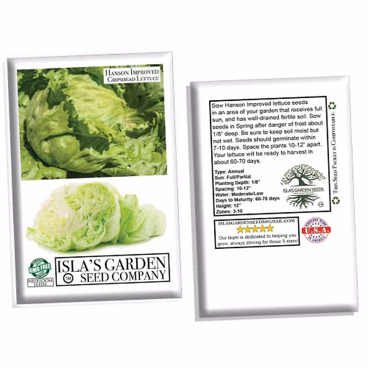 Hanson Improved Crisphead Lettuce Seeds for Planting, 1000+ Heirloom Seeds Per Packet, Non GMO Seeds, Botanical Name: Lactuca Sativa, Great Home Garden Gift