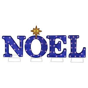 Noel Nativity Set - Outdoor Christmas Decoration for Christmas Indoor Lawn - Religious Scene Yard Sign Decor with Stakes for Home - 12.6” Tall Pre-Lit 70 Lights (Set of 4)