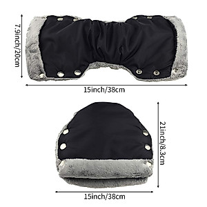 Stroller Fleece Hand Muff, Pram Pushchair Gloves Hand Gloves Waterproof Anti-Freeze Extra Thick Warm Winter Baby Stroller Gloves for More use with 1 Buggy Clip