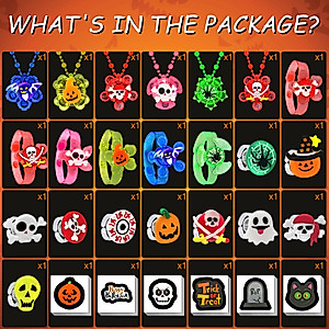 84 PCS Halloween Party Favors for Kids, Halloween Glow in the Dark Toys Rotating Spin Light Up Bracelets Necklaces Rings Decorations, Halloween Trick or Treats Goodie Bag Fillers Party Supplies
