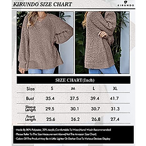 KIRUNDO Women's 2023 Fall Winter Oversized Fuzzy Popcorn Sweaters Trendy V Neck Long Sleeve Cozy Pullover Tunic Tops(X-Large, Khaki)