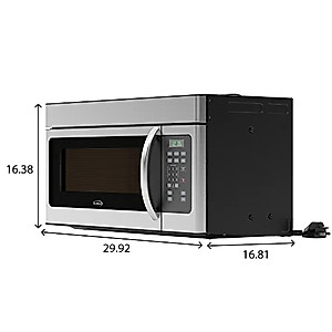 KoolMore KM-MOT-1SS 1.6 Cu. Ft. Over The Range Microwave Oven Lamp and 300CFM Recirculation Vent Hood, Auto Cook Menus, Reheat Function, 10 Power Levels, Timer, and Weight Defrost, Silver