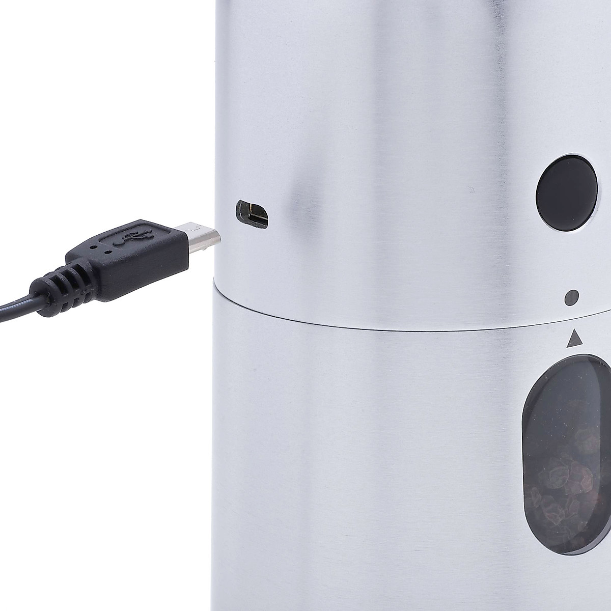 BLACK RAIN Pepper Mill Grinder - High Pepper Volume Automatic Peppercorn Grinder w/Built-in LED Lighting - Sturdy Aluminum Electric Pepper Grinder w/Rechargeable Lithium Battery (Matte Black)