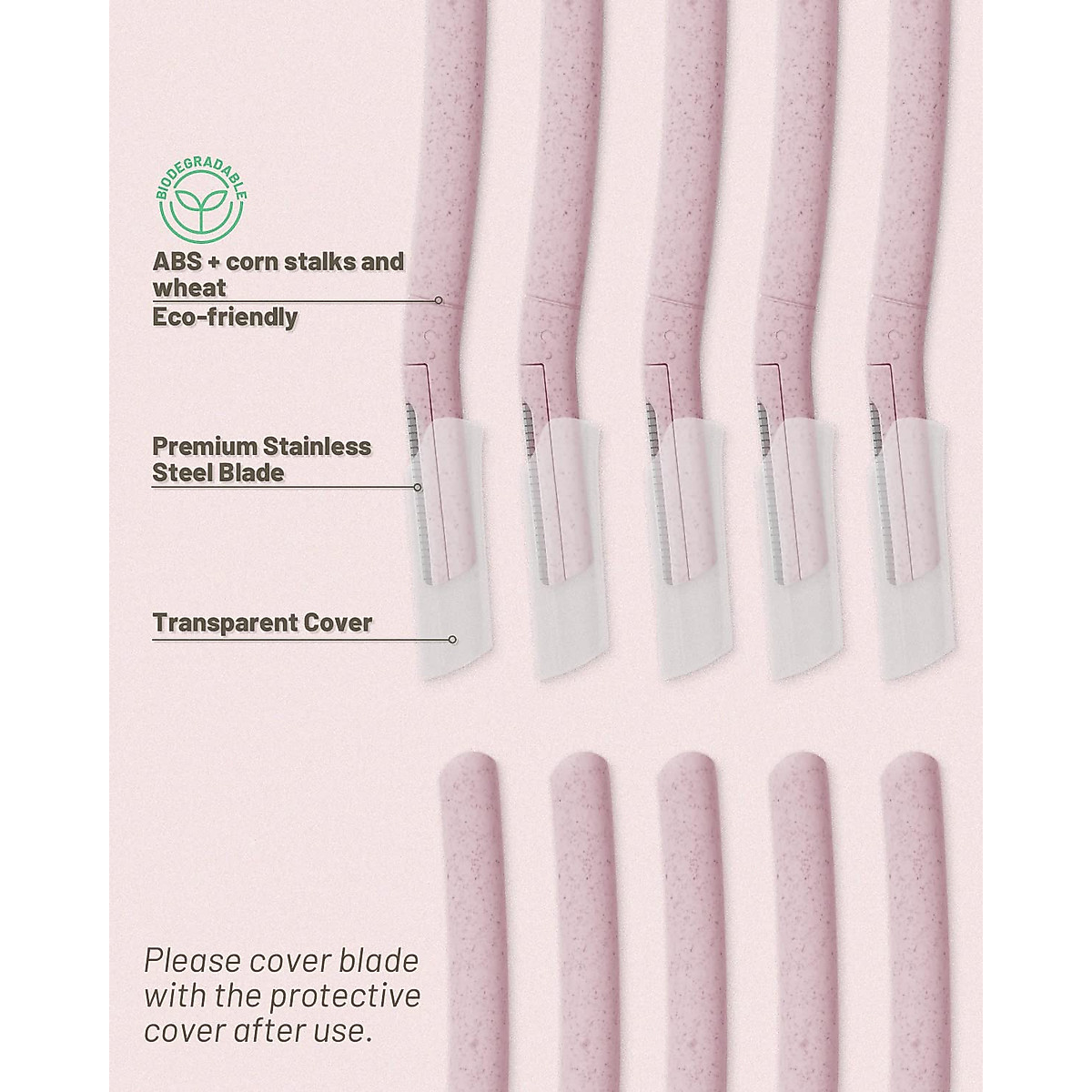 Dermaplane Razor for Women Face, 15 Pcs Microblade Eyebrow Razors, Multipurpose Dermaplaning Tool for Face, Face shavers for Women and Men (Pink)