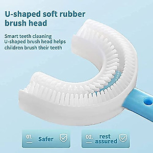 Rednow 2 Pcs U-Shaped Toothbrush for Kids(2-12Year), Manual Training Tooth Brush, U Shape Portable Baby Silicone Toothbrush ​for Childrens Special Design for Toddlers (2pcs 6-12year)