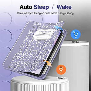 Fintie SlimShell Case for iPad Mini 7 (A17 Pro) 2024 / iPad Mini 6 2021 - [Built-in Pencil Holder] Soft TPU Protective Stand Back Cover for iPad Mini 7th/6th Generation 8.3 Inch, Composition Lilac