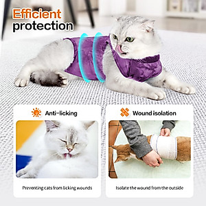 Cat Recovery Suit for Spay Cat Onesie for Cats After Surgery, Breathable Cat Surgery Recovery Suit Female Male Surgical Spay Suit, Kitten Recovery Suit E Collar Alternative Anti Licking Wounds, Large