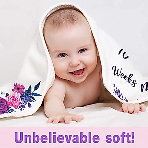 PHMOJEN Cow Milestone Blanket for Baby Boy, Farm Animals Cow Print Photography Background Newborn First Year Growth Blanket for Baby Pictures Include 4 Frames and 1 Headband 48"x40" BTYYPH46