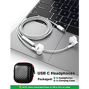 USB C Headphones for iPhone 15 Pro Max Plus,New iPad,Google Pixel 7a 6a 6 5 4XL,HiFi Stereo USB Type C Earphones Magnetic Wired Earbud in-Ear USB-C Headset with Mic for Samsung S23 S22 S21 S20 A54 A53