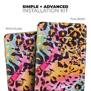 DesignSkinz Rainbow Leopard Sherbert Protective Vinyl Decal Wrap Skin Cover Compatible with The Samsung Galaxy S20 (Screen Trim & Back Glass Skin)
