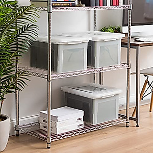 IRIS USA Letter/Legal File Tote Box, BPA-Free Storage Bin Tote Organizer with Durable and Secure Latching Lid, Stackable and Nestable, 4 Pack, Crystal Clear (585237)