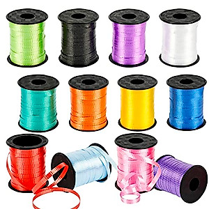 WELTOKE Curling Ribbon 12 Pack 792 Ft 0.2" Sparkly Balloon Gift Wrapping Ribbon for Wrapping, Crafting, Wedding, Party, Festival, Florist Flower