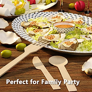 Raslate 3 Bamboo Silverware Utensil Organizers Flatware Holders with Biodegradable Wooden Cutlery Set Disposable 25 Forks 25 Spoons 25 Knives for Eating Eco Friendly Serving Natural Cutlery