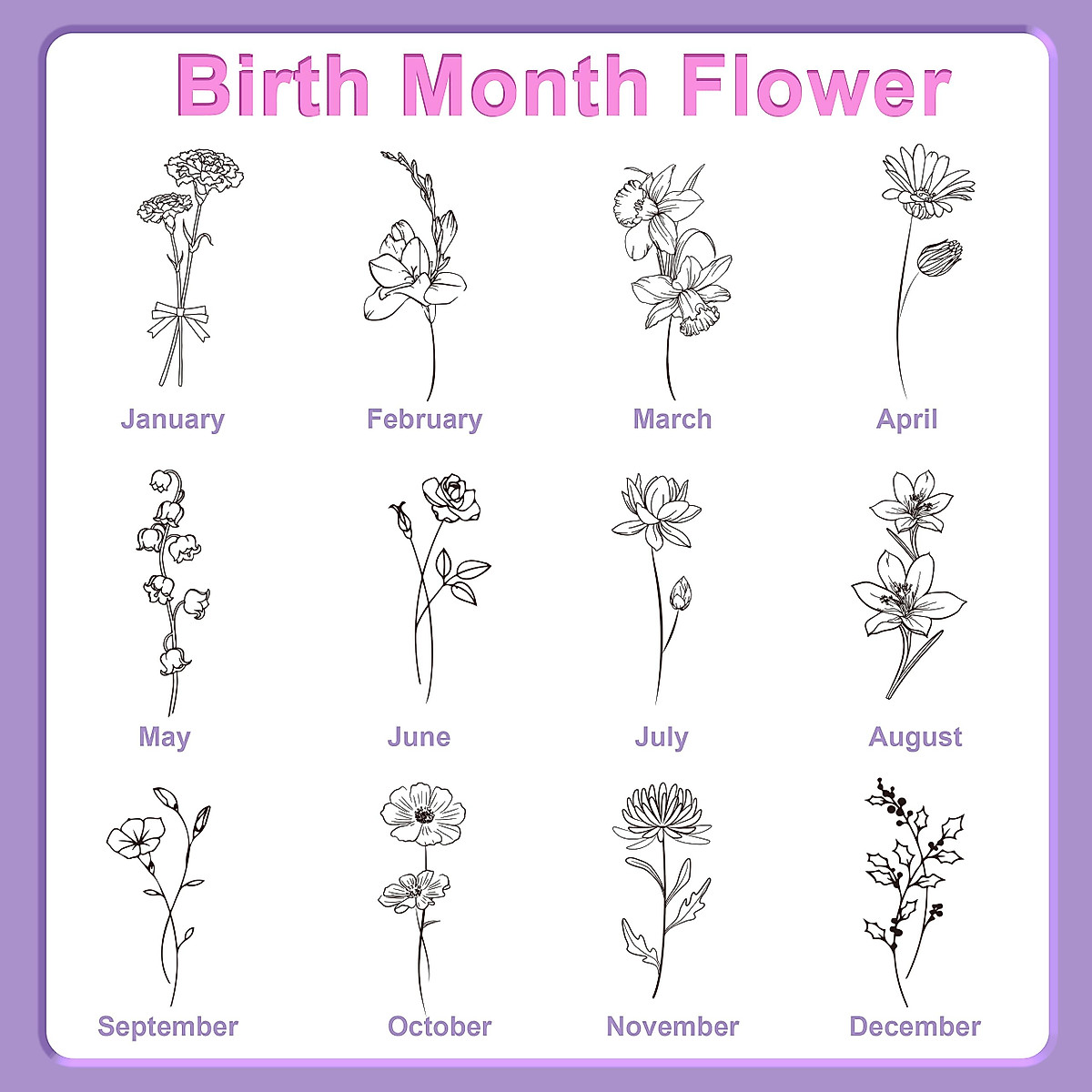 Personalized 40 Oz Tumbler with Handle and Straw, Custom Stainless Steel Insulated Tumbler with Name and Engraved Birth Month Flower, Travel Coffee Mug Personalized Gifts for Women and Girls