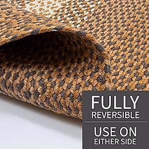 Super Area Rugs Brown Braided Rug for Kitchen/Dining Room, Taupe Gray Indoor Outdoor Braided Rug for Patio/Porch 4' x 6' Oval