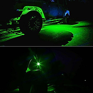 Aukmak 4 Pods LED Rock Light Kit for Jeep ATV SUV Offroad Car Truck Boat Underbody Glow Trail Rig Lamp Underglow LED Neon Lights Waterproof -Green