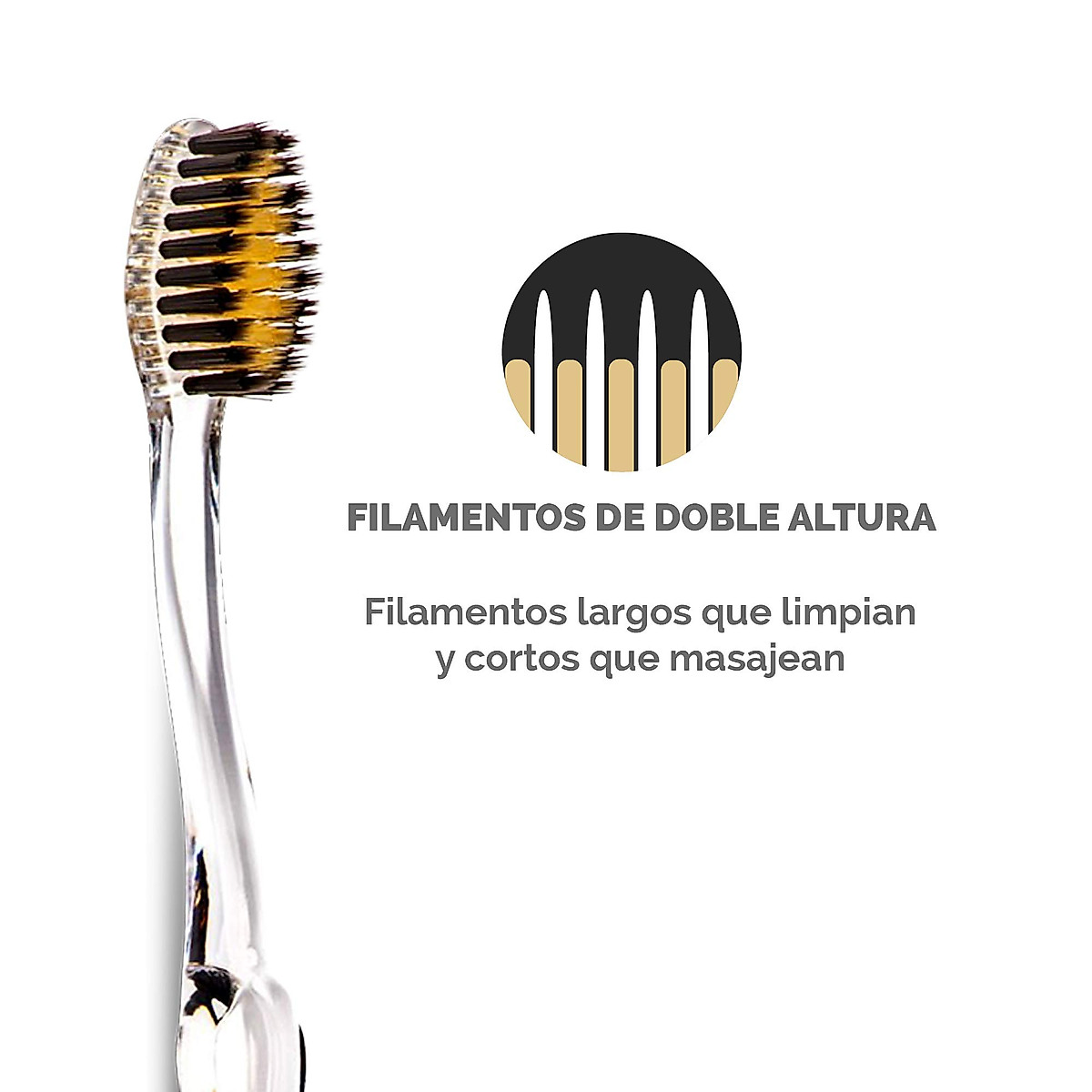 Nano-b Manual Toothbrush for Adults with Sensitive Gums, Gold & Charcoal Soft/Medium Bristles, Travel Case, Crystal