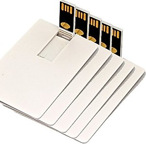 Credit Card USB Flash Drive Blank DIY Memory Stick Wholesale Bulk Pack 5 (128GB, White)
