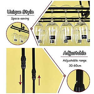 Stylish Simplicity Stemware Racks Ceiling Mounted Hanging Wine Bottle Holder Metal Iron Goblet Shelves Wine Glass Rack Wall Decoration Unit, PIBM, Single Row, L80*W12cm