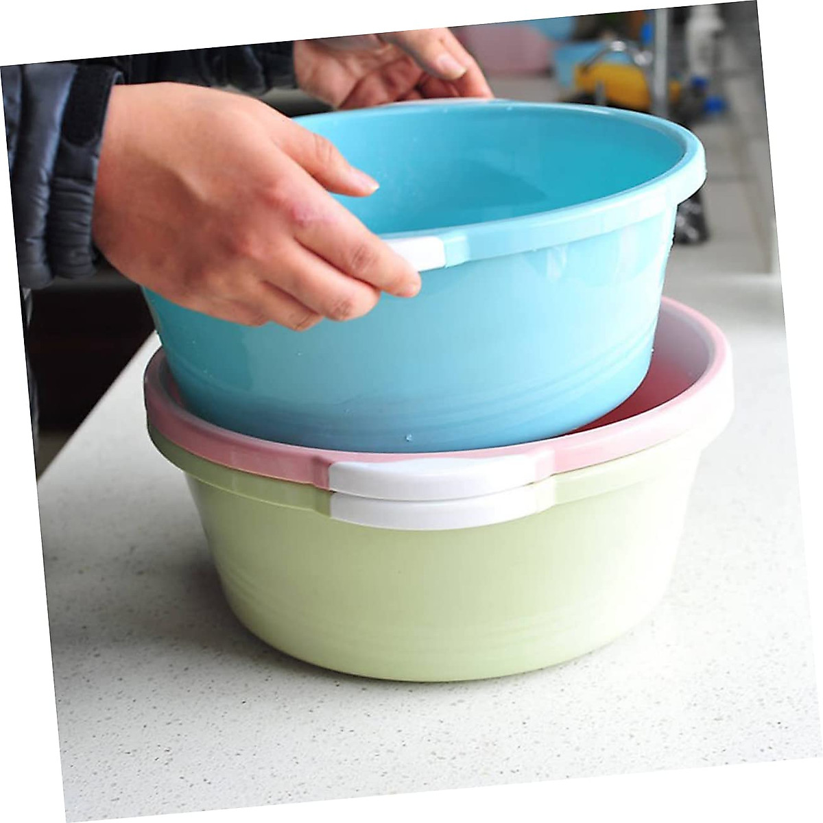 Healeved Washing Basin in 2pcs Home Foot Basin Household Simple Basin Classical Wash Basin Multifunctional for Kitchen Bathroom