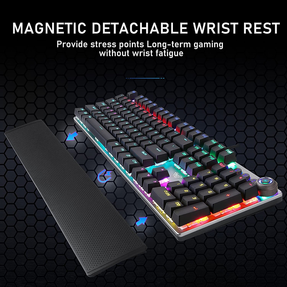 AULA Gaming Keyboard and Mouse Combo, F2088 Wired Mechanical Keyboard Black + SC100 Wireless Mouse Black + Mouse Pad, LED Keyboard Mouse Set