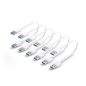 BolAAzuL 5 Pack USB 3.0 Extension Cable Type A Male to Male Cord White 20CM, Bi-Directional Short USB 3.0 Male Extension Cords USB Adapter Connector Coupler Extension Cord