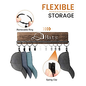 Bulado Hat Rack for Wall, Hat Organizer for Baseball Caps with 20 Hooks, Hat Storage Organizer Wall Mount, Rustic Cowboy Hat Rack Display Holder, Wood Hat Hangers for Closet Bedroom Entryway Set of 2