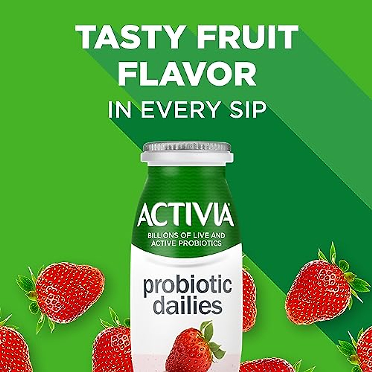 Activia Probiotic Dailies Strawberry Lowfat Yogurt Drinks, Delicious Daily Probiotic Yogurt Smoothie Drinks to Help Support Gut Health, 8 Ct, 3.1 FL OZ