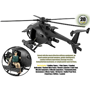 Click N' Play Military Attack Combat Helicopter Toy - 20 Piece Play Set Helicopter Toys with Accessories - Military Toys