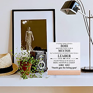BaubleDazz Boss Gifts for Men, Women, Going Away Gifts for Boss, Boss Appreciation Gifts, Desk Plaque with Solid Wood Stand, Thank You Gift for Boss, Boss Lady, Mentor, Leader