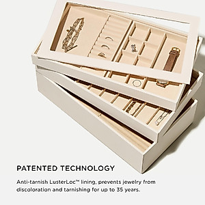 WOLF VAULT Tray Ring Insert, Beige - Includes 28 Ring Rolls - Stackable - Anti-Tarnish LusterLoc Lining - Prevents Jewelry Discoloration + Tarnishing