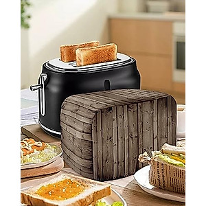 Toaster Cover, 2 Slice Toaster Cover Retro Wood Grain Printed Kitchen Small Appliance Covers, Dust and Machine Washable Bread Maker Cover (12w X 7.5d X 8h)