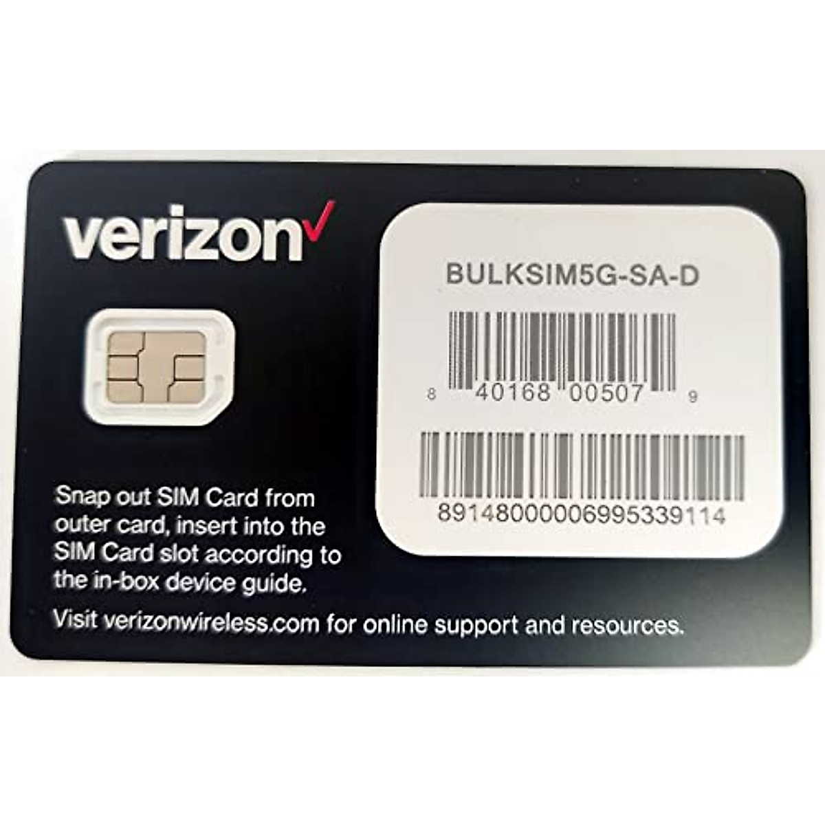 Verizon Wireless 5G LTE SIM Card with NFC - Nano Sized (4FF) (5G Nano Sized SIM, 1-Pack)