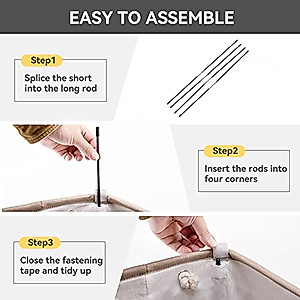 TECHMILLY 72L Large Laundry Hamper with Removable Bag, Collapsible Laundry Basket with Rope Handles, Dirty Clothes Hamper for Bedroom, Living Room, Clothes Toys Organizer, Grey