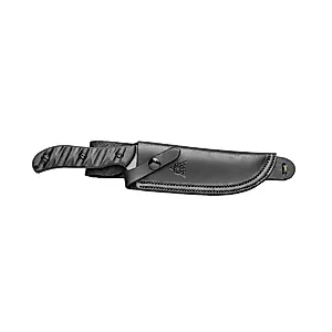 Tops Knives Silent Hero - Sniper Gray Blade Finish - Fixed Blade Knife - Black Leather Sheath (Rocky Mountain Tread Handle)
