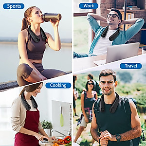 XUANYUQL Portable Neck Fan bladeless neck fan 3600mAh battery fans portable personal fan 360°Cooling Leafless Rechargeable USB Powered Desk Fan neck fan for women men 3 Speeds-Black