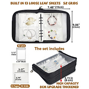 AVELIO Bracelet Storage Organizer Travel Jewelry Organizer Transparent Jewelry Storage Book High Capacity for Earring, Necklace, Ring, With pvc Jewelry Pouches Zipper Bags