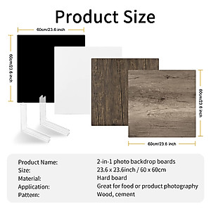 Goshoot 2 PCS Photo Backdrop Boards Kit, 2x2ft Double Sided White Leather Wood Texture Food Backdrops, Flat Lay Photography Backgrounds with 2X Bracket for Jewelry Cosmetics Small Product Props