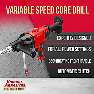 Virginia Abrasives Electric Core Drill For Home Improvement - Premium Core Drill, Tools & Home Improvement Essentials For Multifunctional Purposes - Variable Speed Core Drill with Automatic Clutch