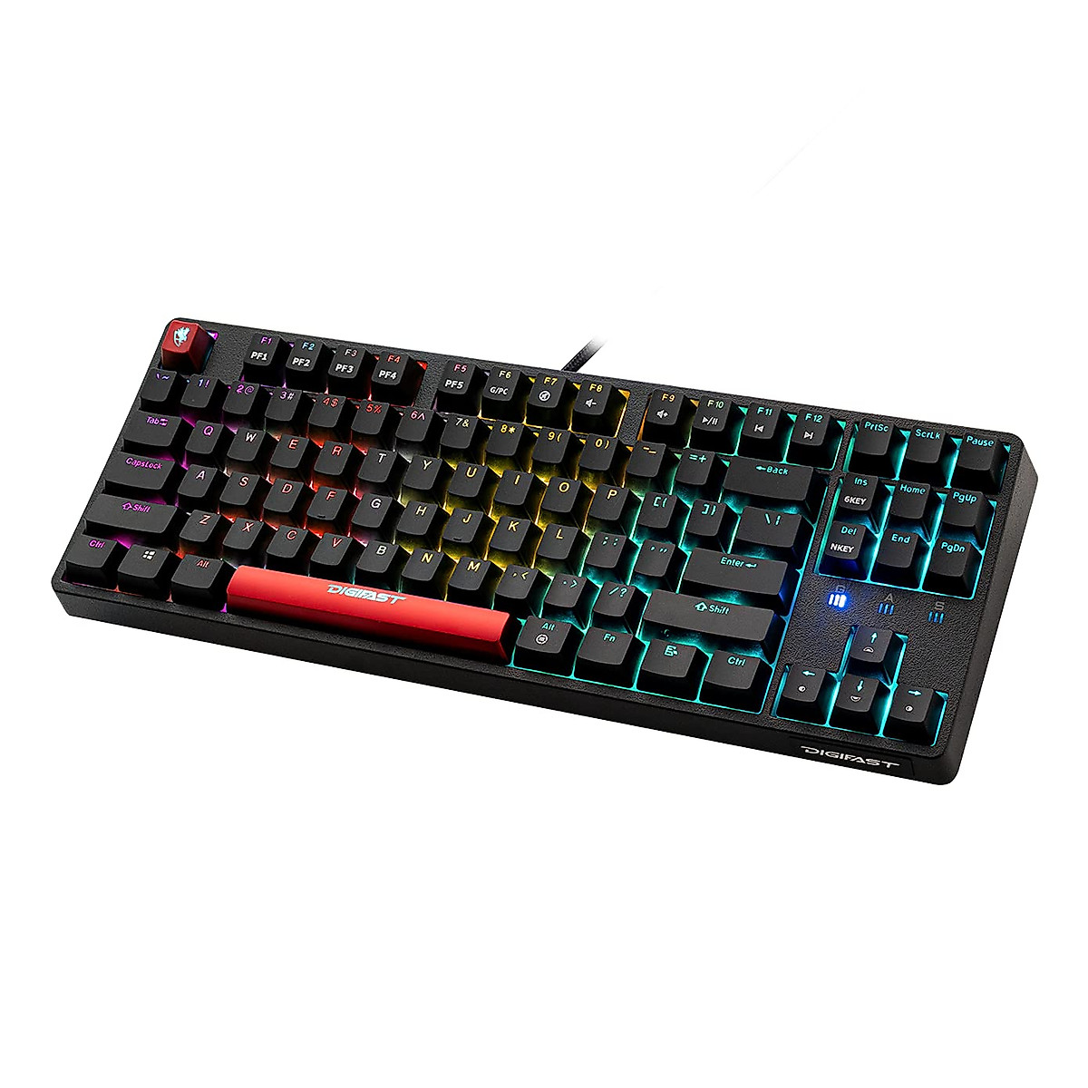 Digifast CS-21 Mechanical Gaming Keyboard - RGB Backlit Gaming Keyboard - Tenkeyless TKL Gaming Chronus Series Keyboard with Cherry MX Switches (Red Axis)