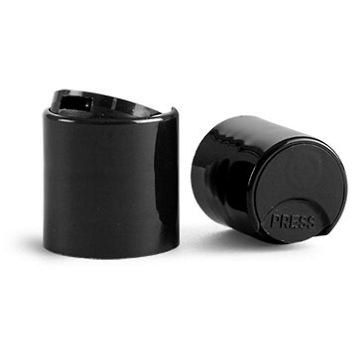 Premium Essential Oil 4 Ounce Boston Round Bottles, PET Plastic Empty Fillable BPA-Free, with Black Press Down Disc Caps (Pack of 12) (Black)