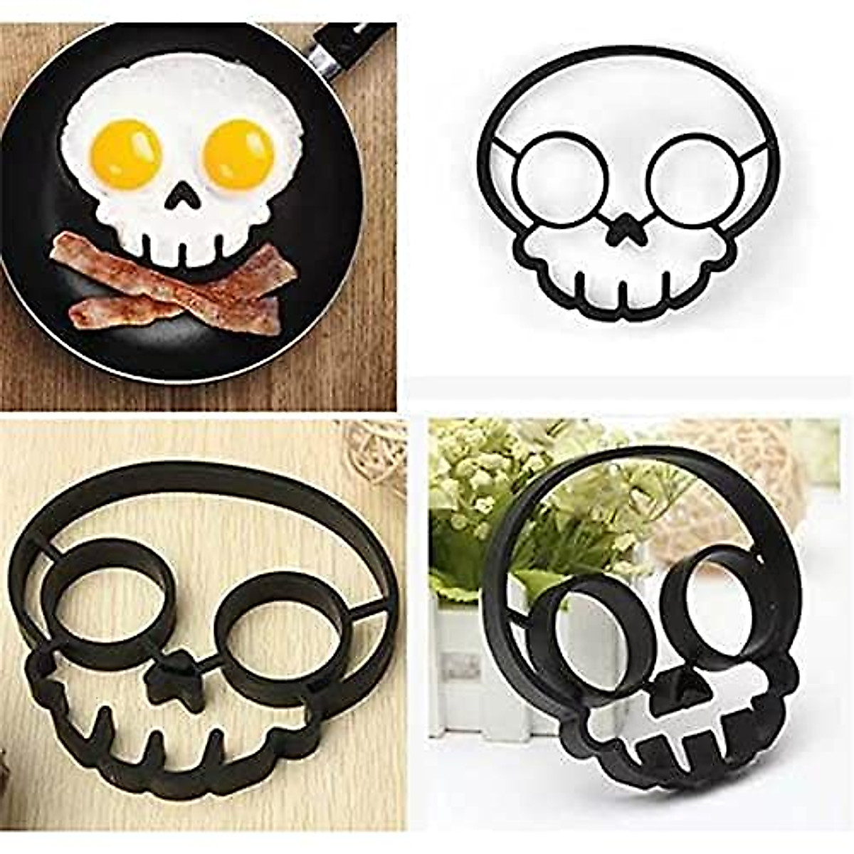 ArtsyCase 2PCS Egg Rings, Halloween Horror Skull Omelette Pancake Forming Machine, Egg Ring For Frying Pan, Diy Kitchen Accessories Gadget Omelette Mold