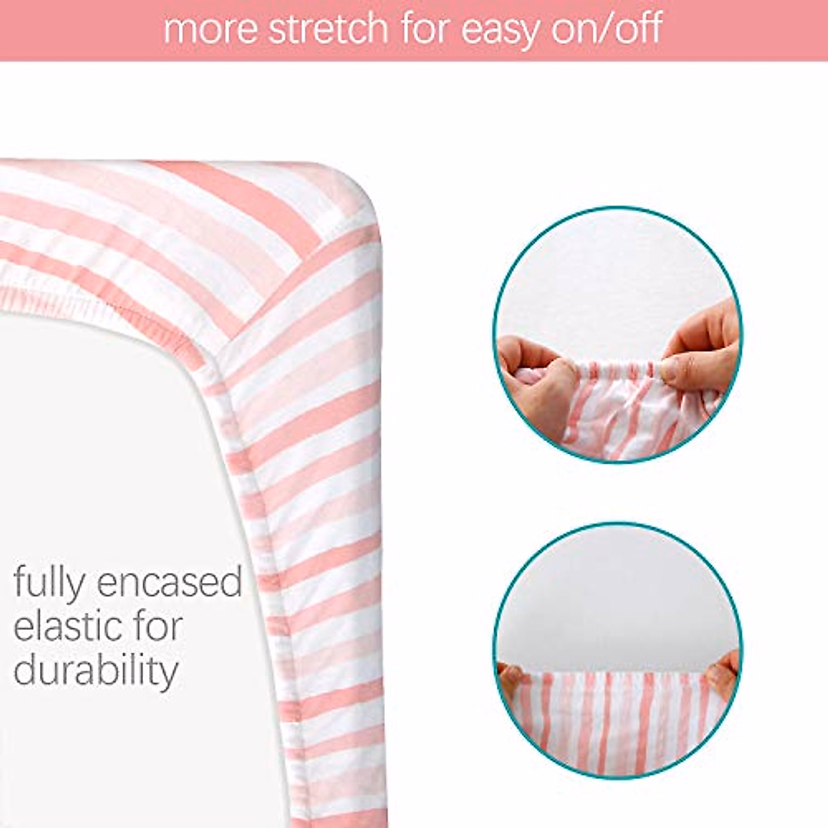 Baby Changing Pad Cover Cotton, Diaper Changing Pad Cover 2 Pack, Ultra Soft Pink Changing Pad Covers for Girls, 32''×16'' Changing Table Sheets, Super Breathable & Stretchy