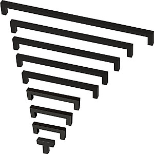 Franklin Brass Simple Modern Square Cabinet Pull, Black, 5-1/16 in (128mm) Drawer Handle, 10 Pack, P46646K-FB-B