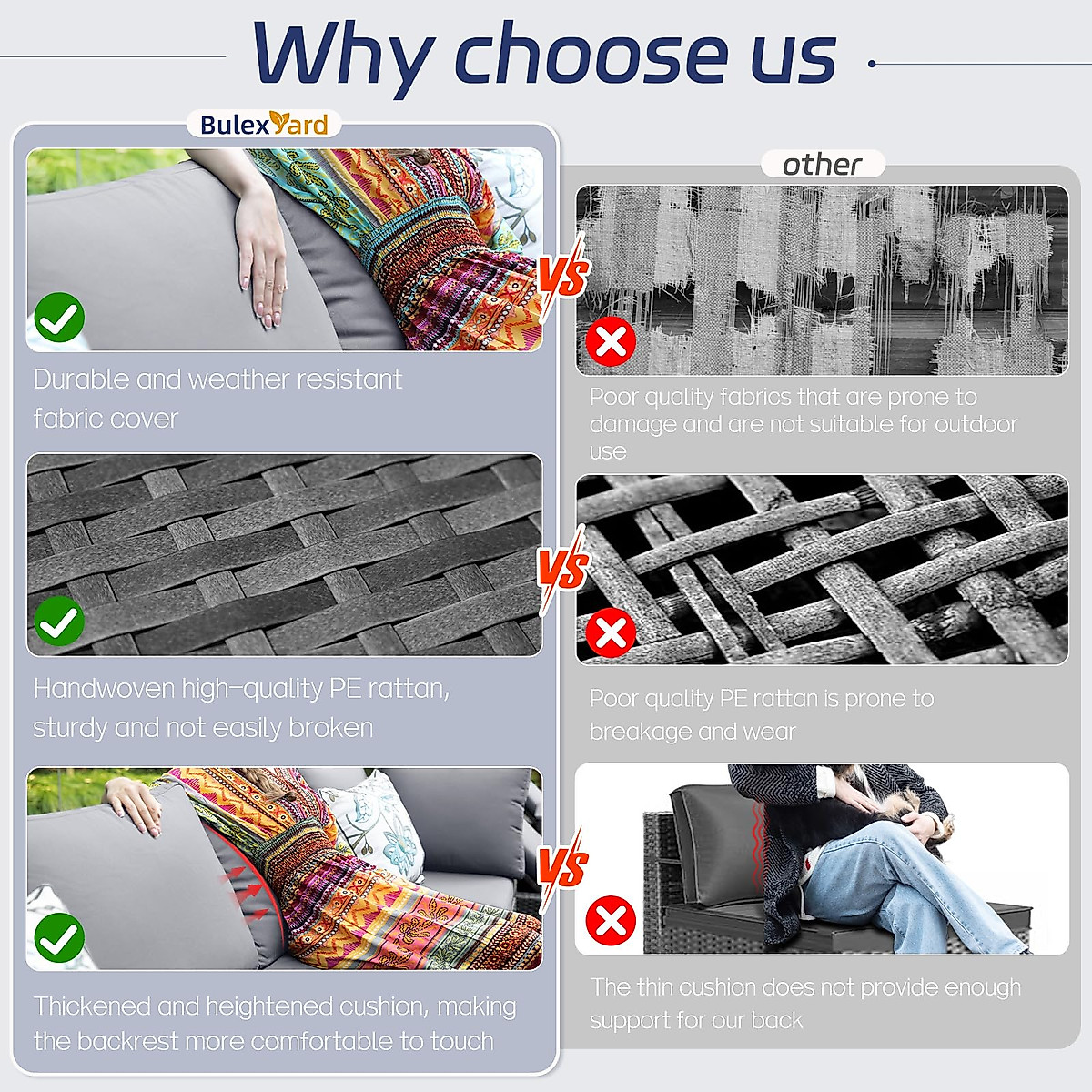 BULEXYARD Grey PE Wicker Patio Furniture Sectional Conversation Sofa Set with 43" Propane/Natural Gas Fire Pit Table, Large Size High Back Outdoor Furniture Set with Fireplace(13Pcs, Light Grey)